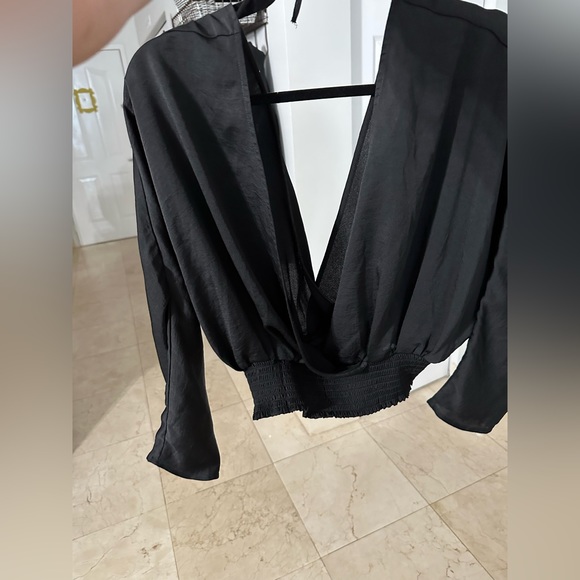 Express | Tops | Deep V Frontback Satin Shirt | Poshmark